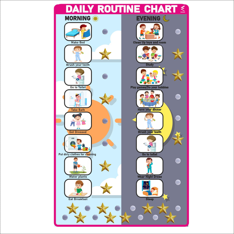 Wooden Routine Chart Velcro Wall Chart for Kids – WissenProduct