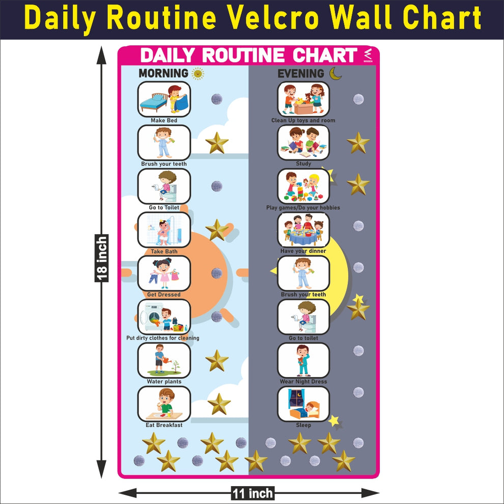 Wooden Routine Chart Velcro Wall Chart for Kids – Wissen Products