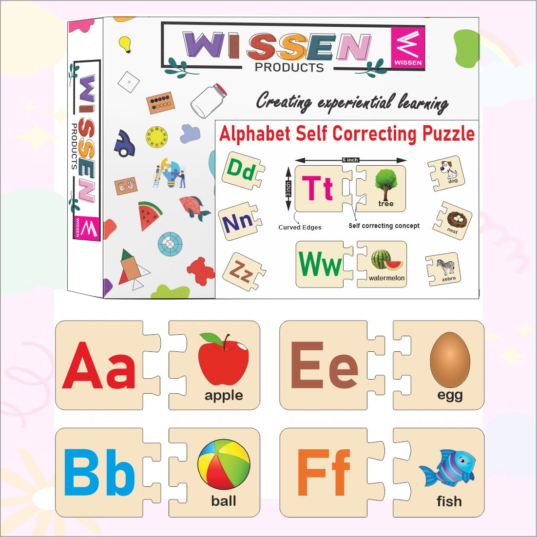 Wooden Alphabet A-Z Self Correcting Puzzle for kids – Wissen Products