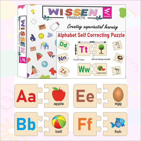 Wooden Alphabet A-Z Self Correcting Puzzle for kids – Wissen Products