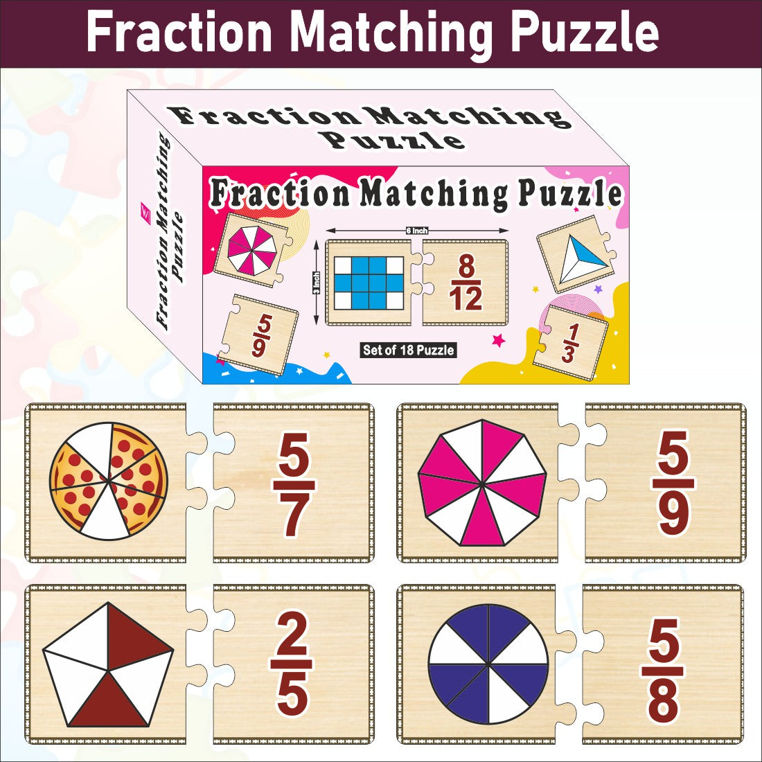 Fraction Master Wooden Match-Up: Self-Correcting Puzzle Game for kids ...