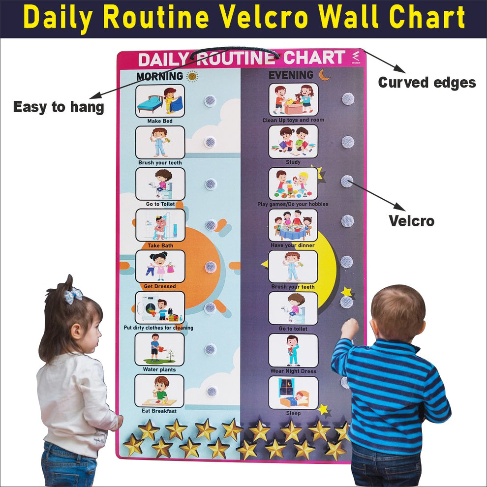Wooden Routine Chart Velcro Wall Chart for Kids – Wissen Products