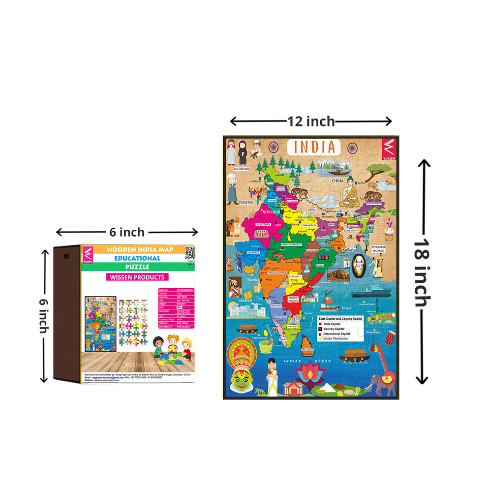 Wooden India Map Jigsaw Puzzle with wooden box packing- 12*18 inch ...