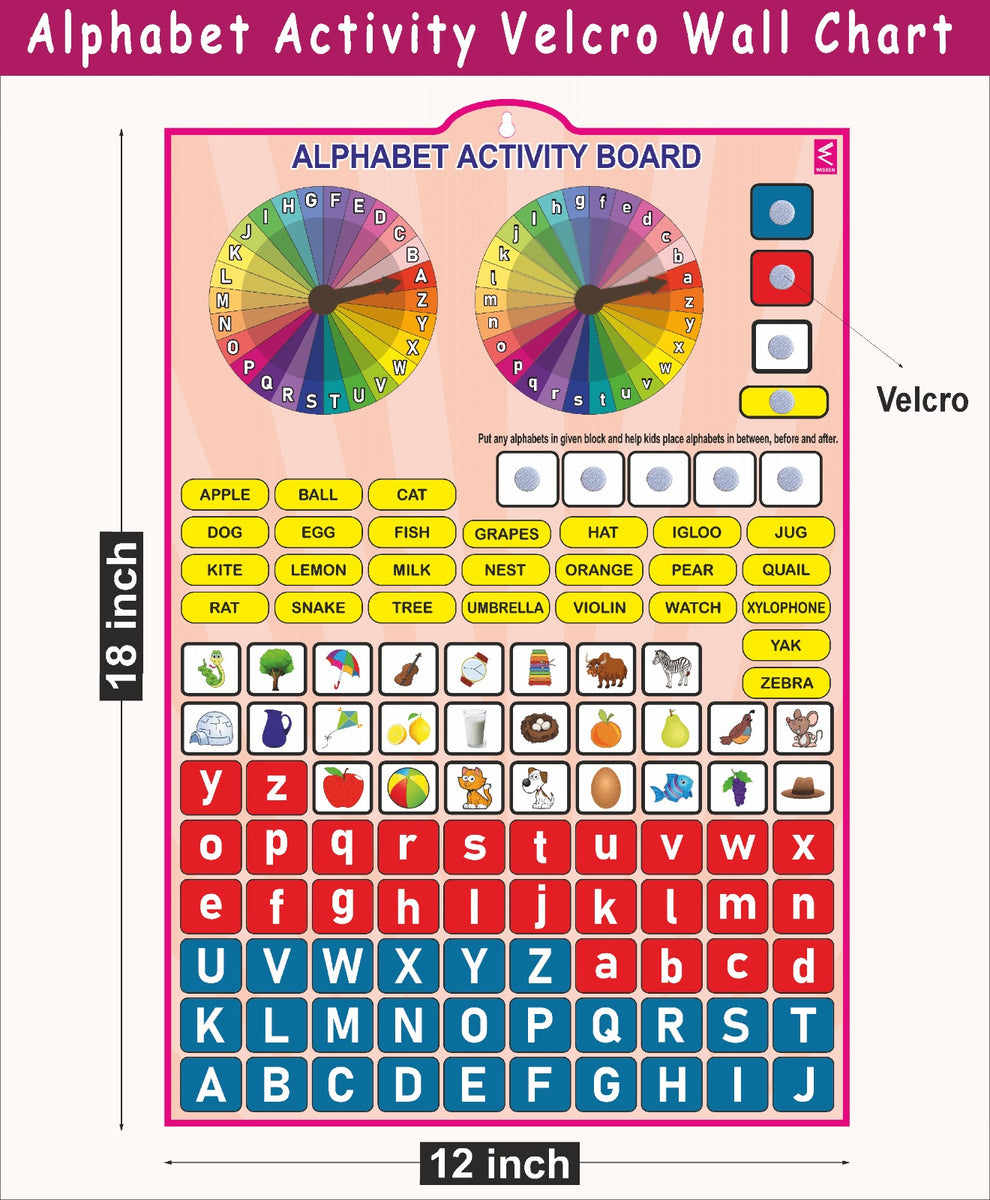 Wooden Alphabet Activity Learning Board- Velcro Based for Kids ...
