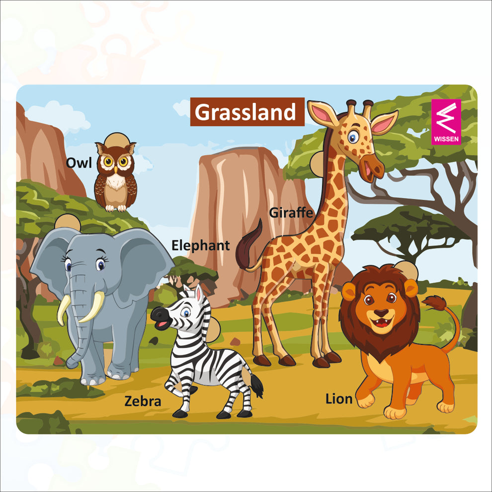 Wooden Grassland Habitat Learning Puzzle board game for kids – Wissen ...