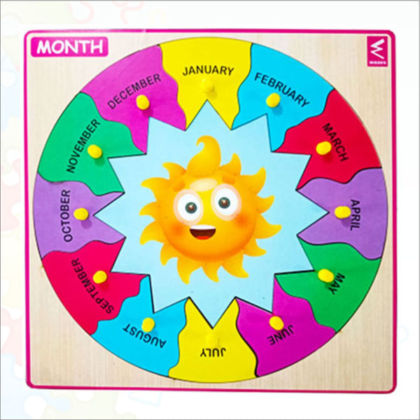 Wooden Months Peg Board Puzzle- 12*12 inch – Wissen Products