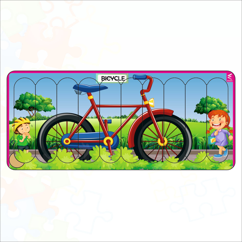 Wooden Strip Puzzle -My bicycle Design -9*4 inch – Wissen Products