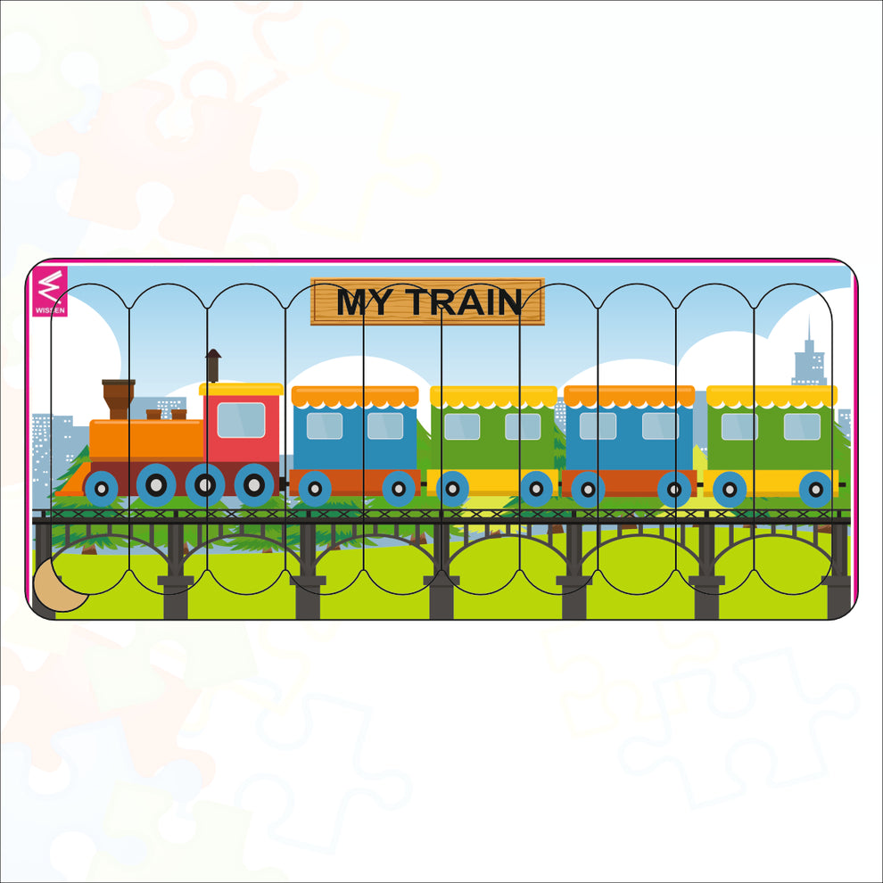 Wooden Strip Puzzle -My Train Design -9*4 inch – Wissen Products