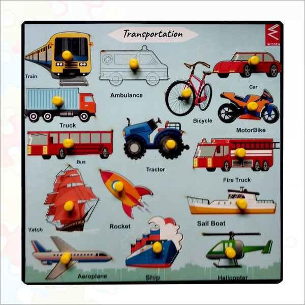 Wooden Transportation Educational peg board puzzle- 12*9 inch – Wissen ...
