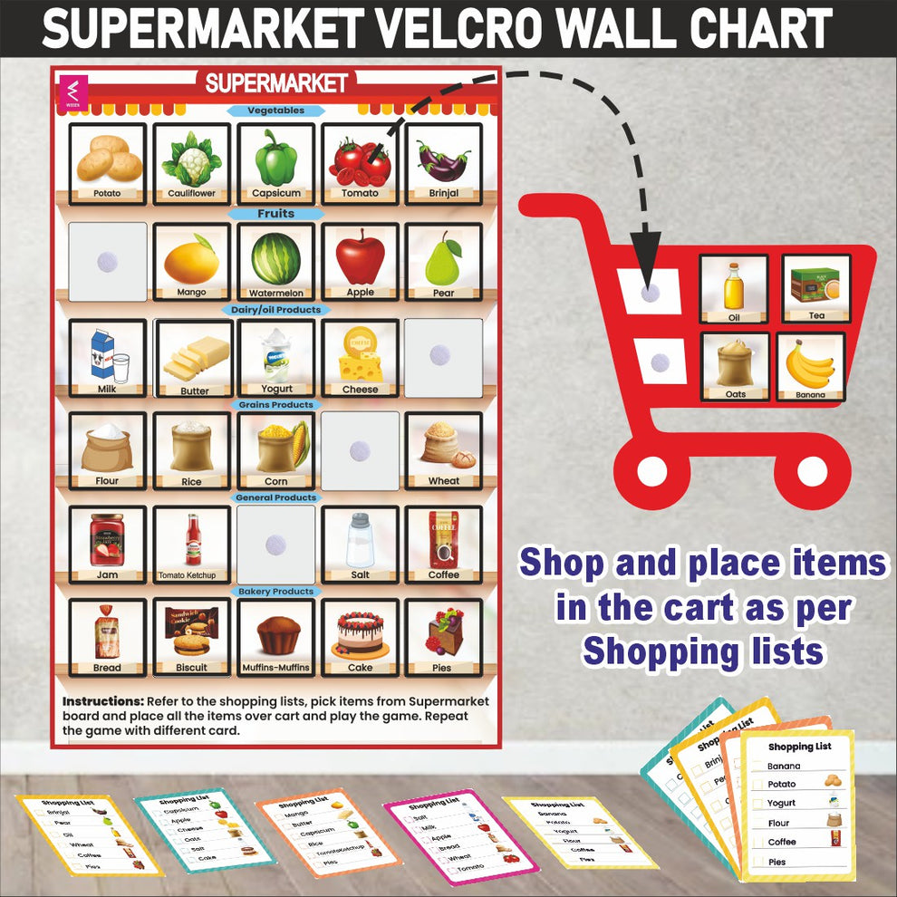 Wooden Supermarket Velcro Chart Activity game – WissenProduct